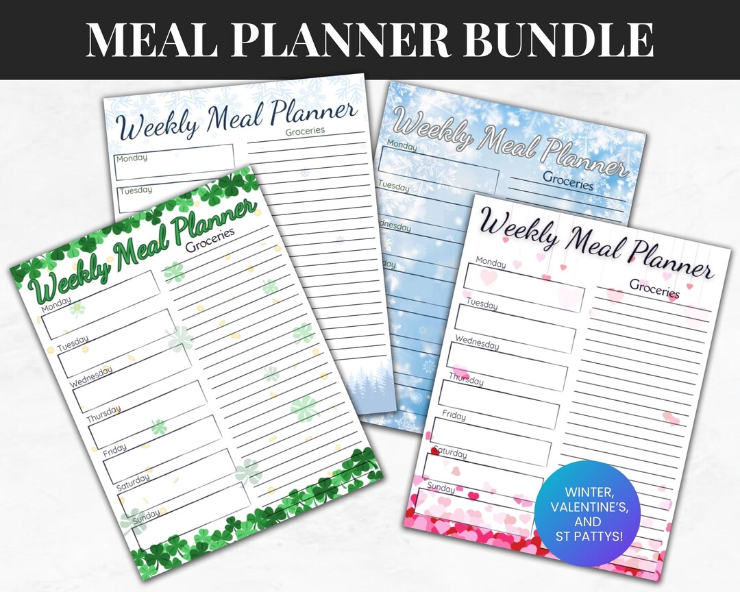 Winter Themed Meal Planner Bundle 4 Printables, Weekly Meal Planner and ...