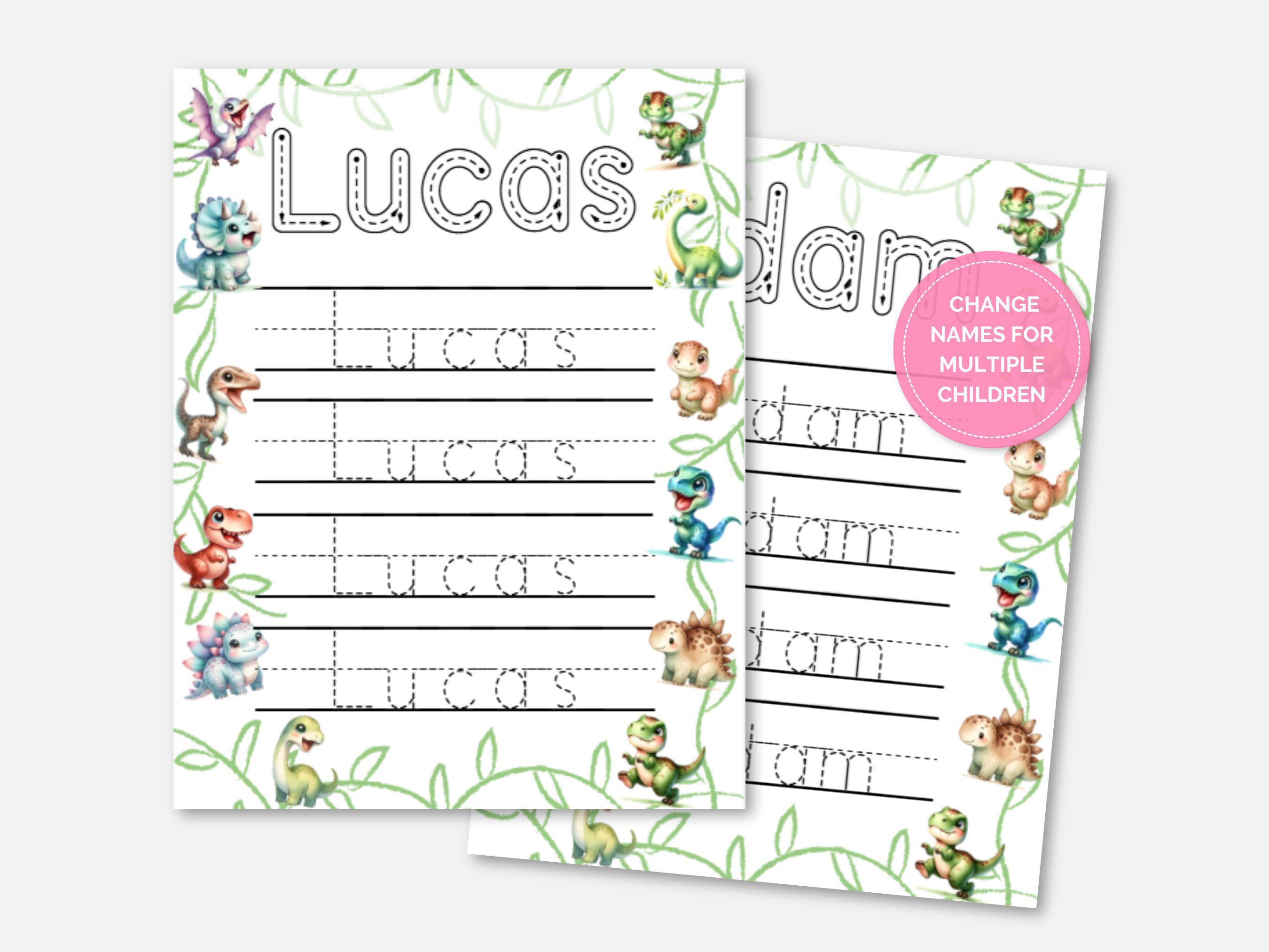 Editable Name Tracing Canva Template Dinosaur Themed - Etsy