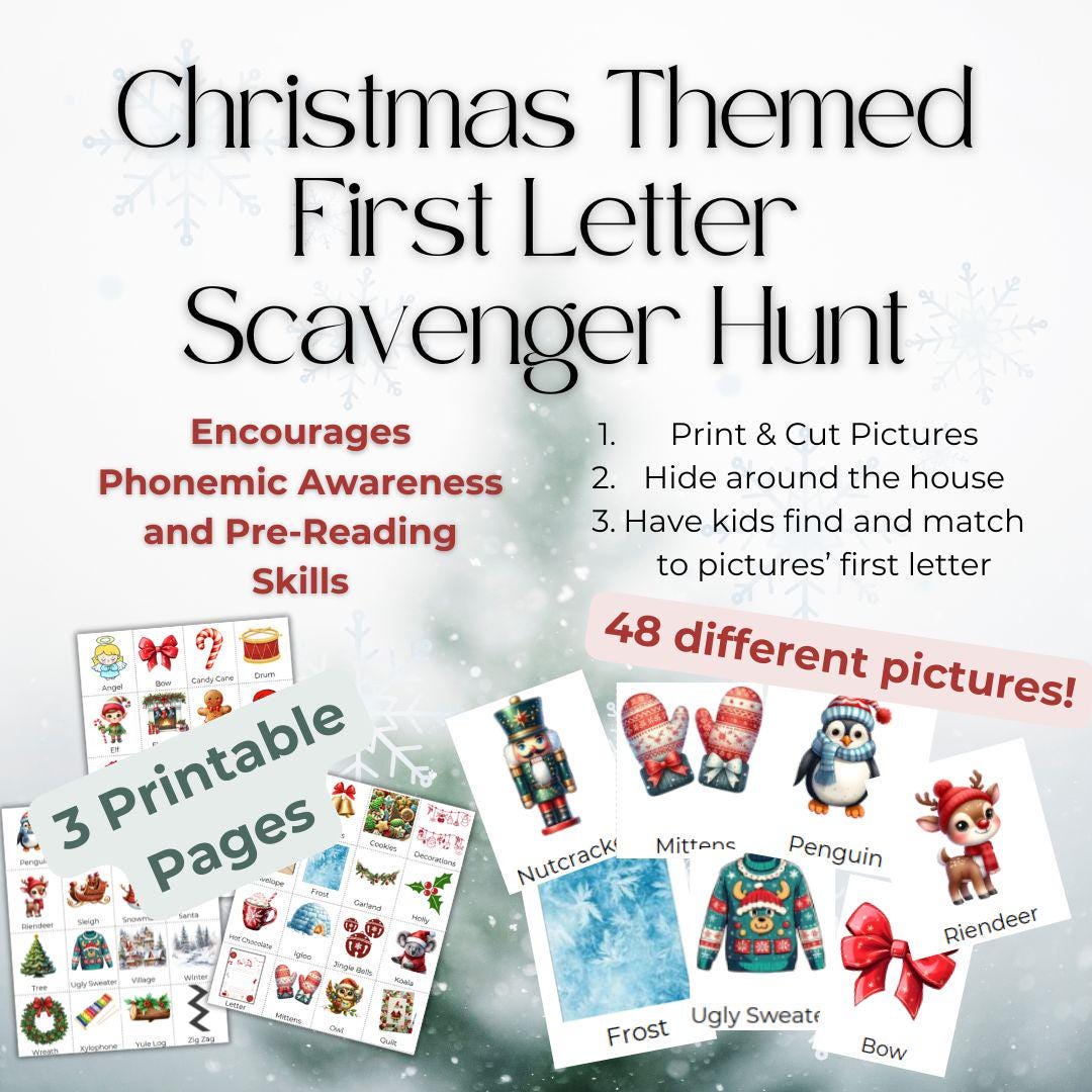 Christmas First Letter Scavenger Hunt Printable - Etsy