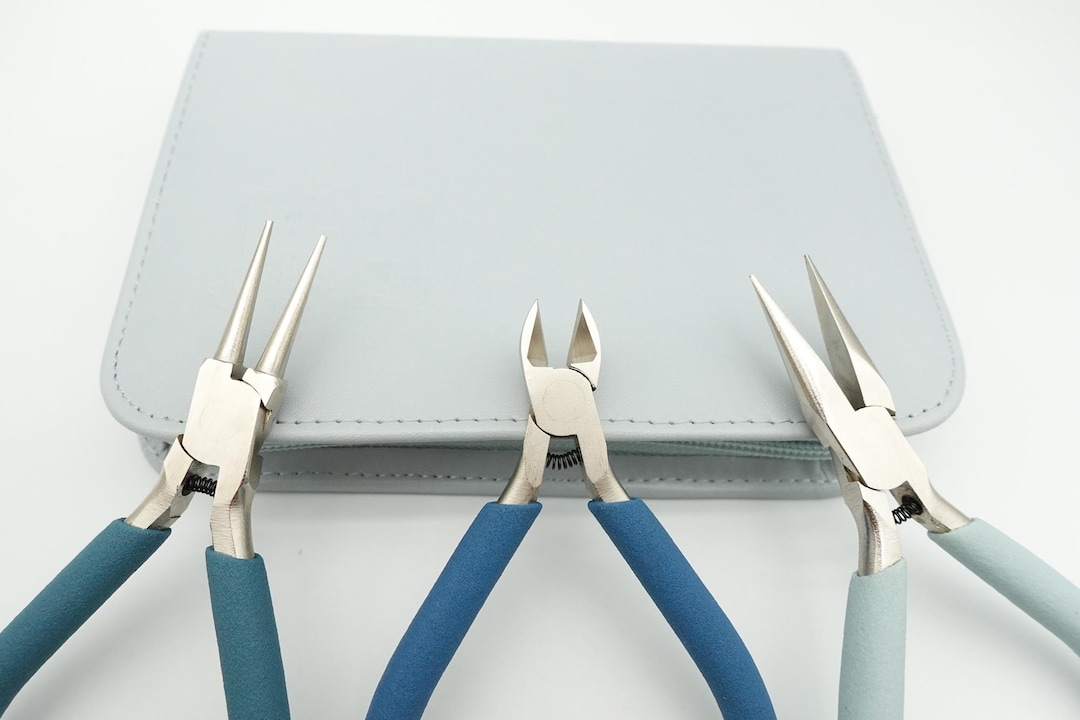 Jewelry Pliers Set: Round Nose, Flat Nose, Side Cutters With Case - Etsy