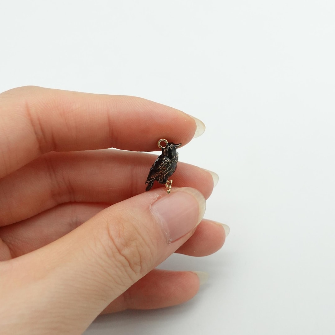 Raven Pendant Charm – Gothic DIY Jewelry Component, Symbol of Wisdom ...