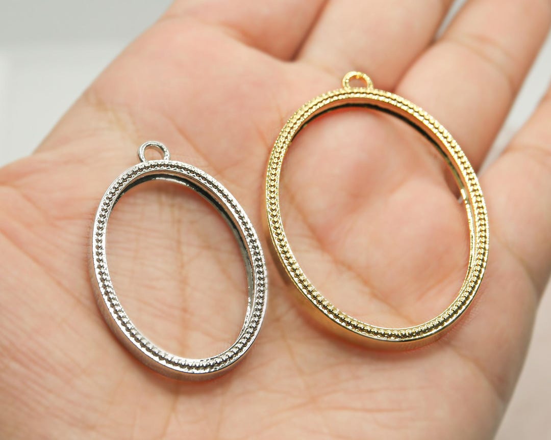 Gold Oval Bezel Frame: Milgrain Edge, Open Back for Resin Jewelry - Etsy