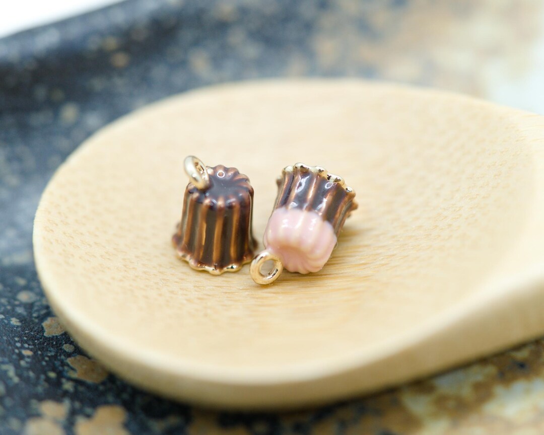 Miniature Caramel Pudding Charm – Cute Enamel Dessert Pendant for ...