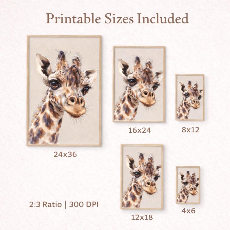 Giraffe Nursery Wall Art, Safari Baby Decor, Nana Gift (digital ...