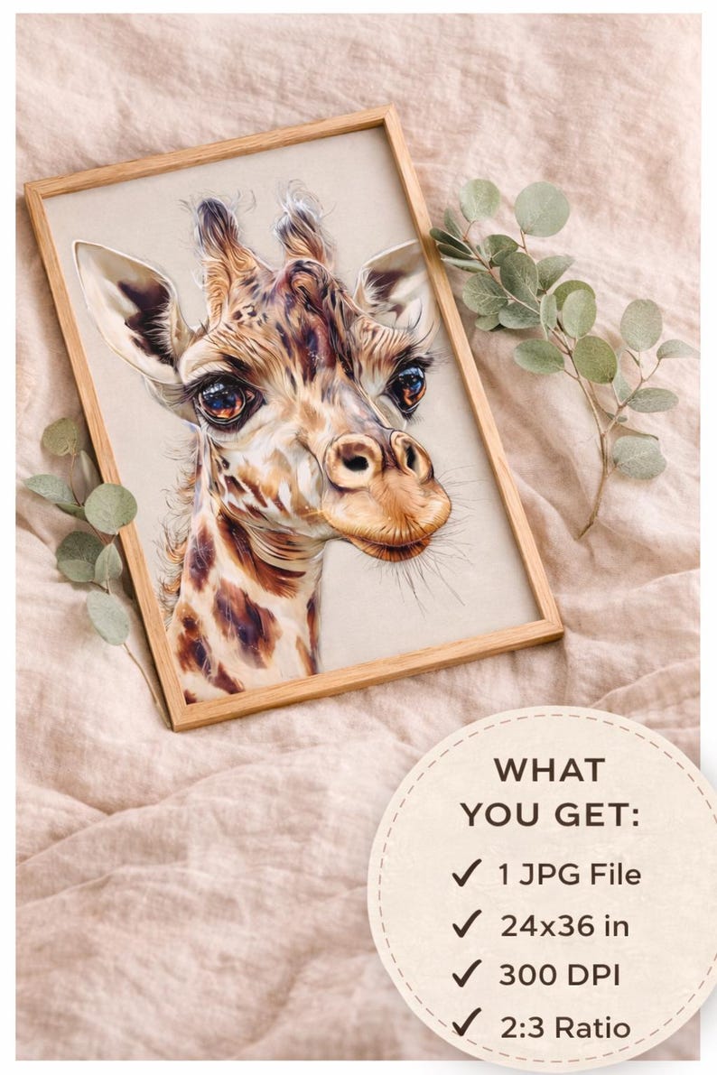 Giraffe Nursery Wall Art, Safari Baby Decor, Nana Gift (digital ...