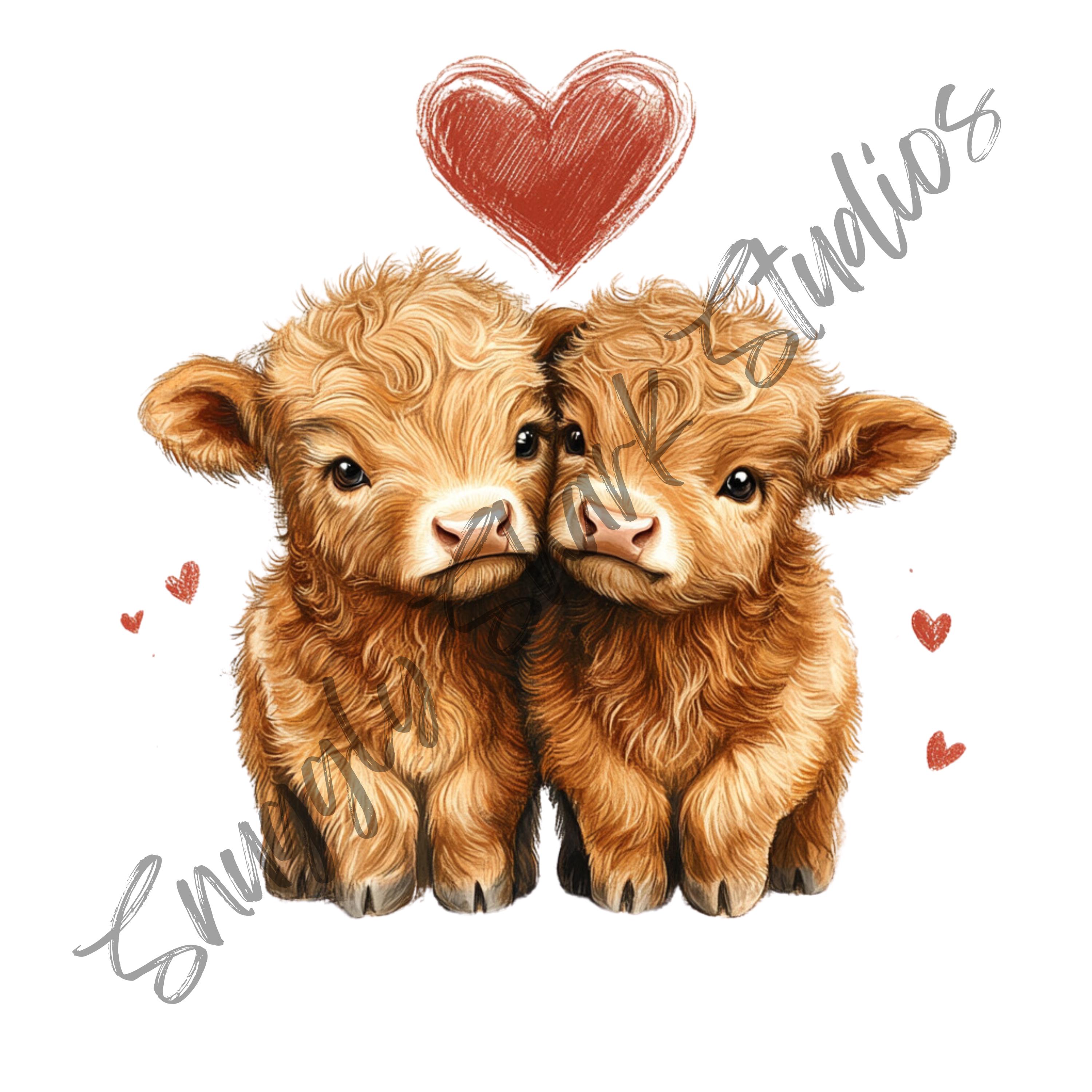 Heart Highland Cow Png, Heart Png, Cow Png, Valentine's Day Png ...