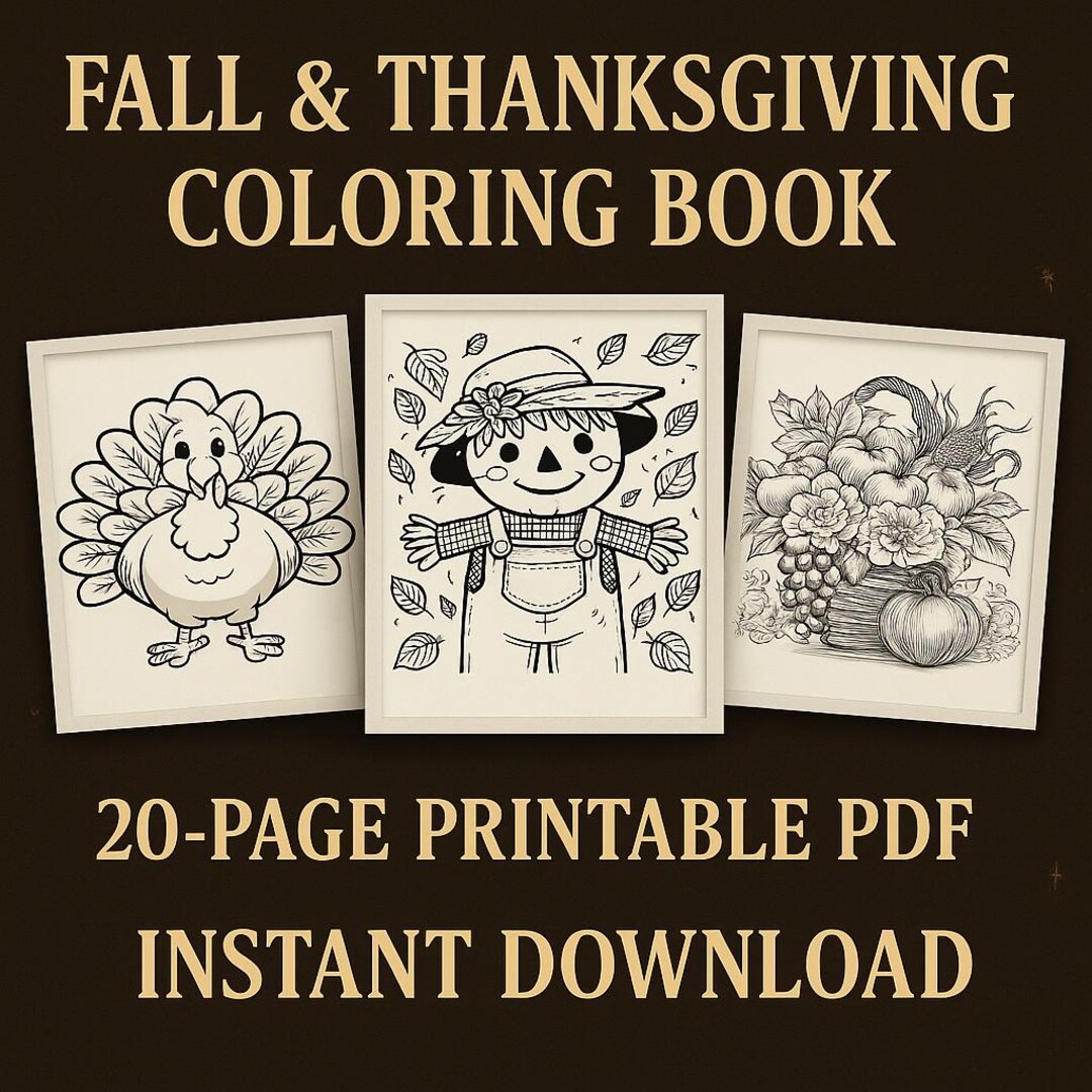 Fall & Thanksgiving Coloring Pages - Etsy
