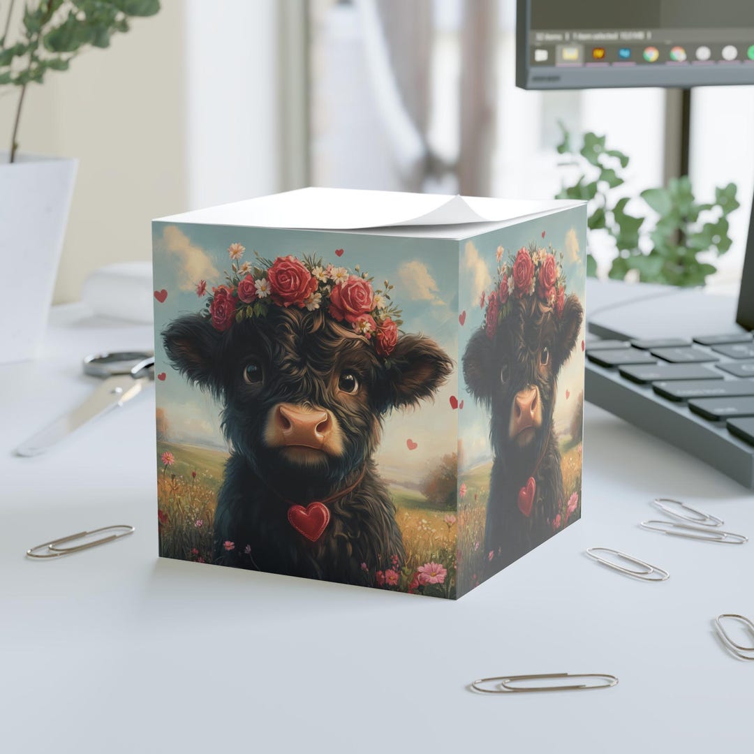 Note Cube, Highland Cow Sticky Notes, Cute Memo Pad, Animal Lover Gift ...