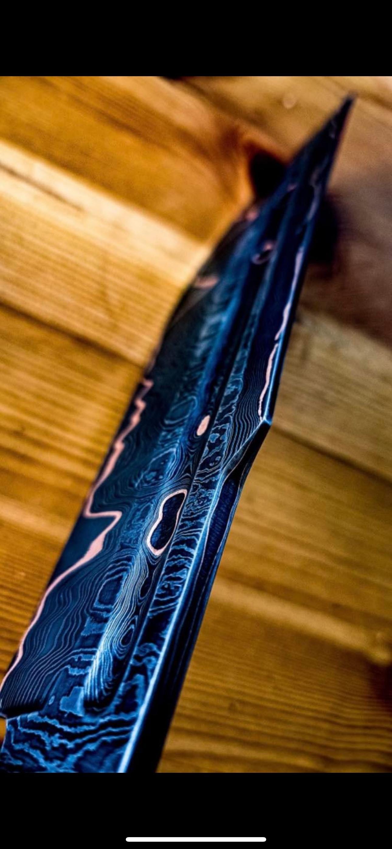 Copper Damascus Bowie Knife A Master Piece of Knife Making Natural ...