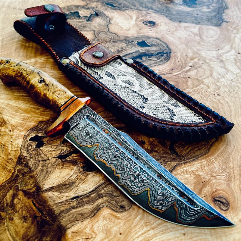Damascus Bowie Knife - Etsy