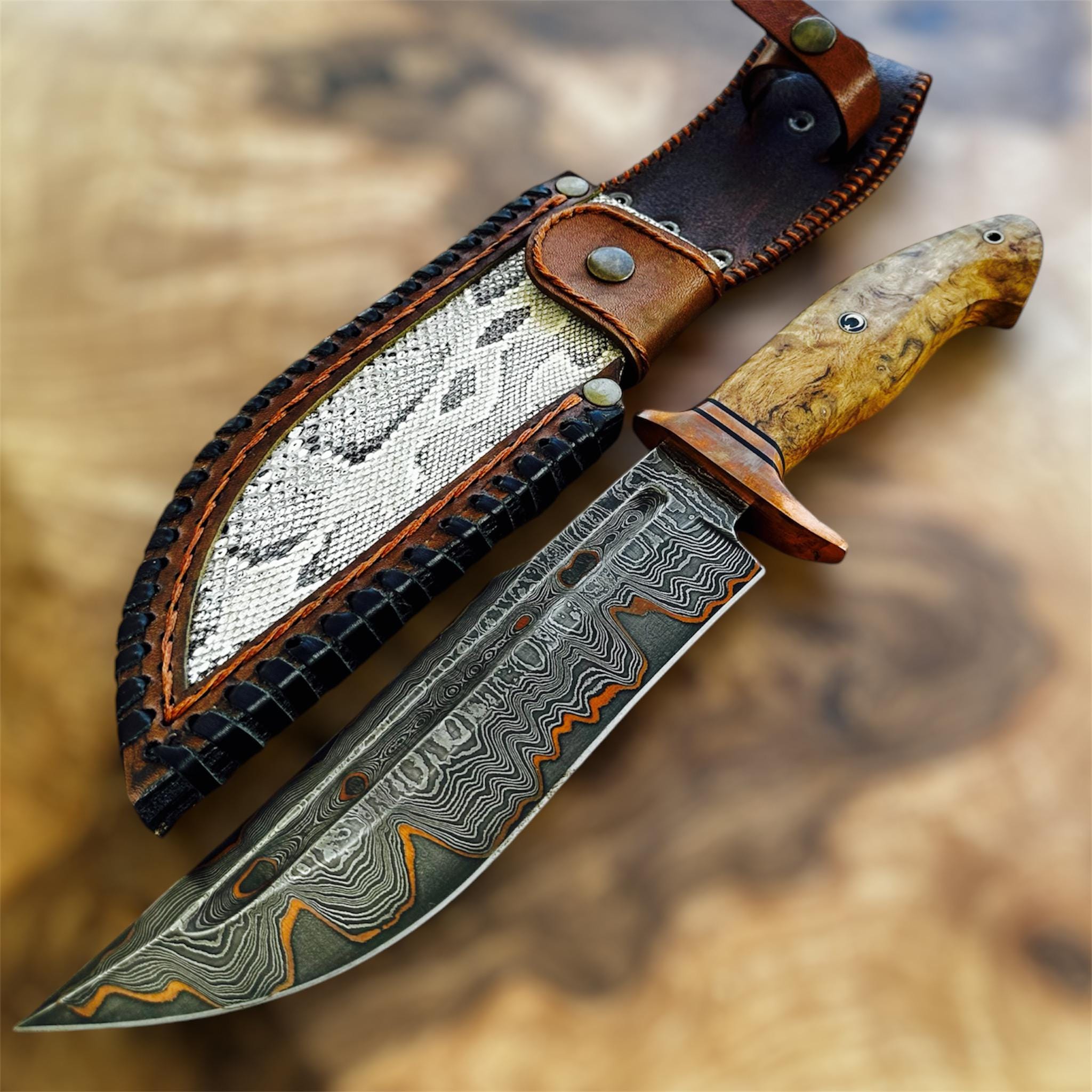 Copper Damascus Bowie Knife A Master Piece of Knife Making Natural ...