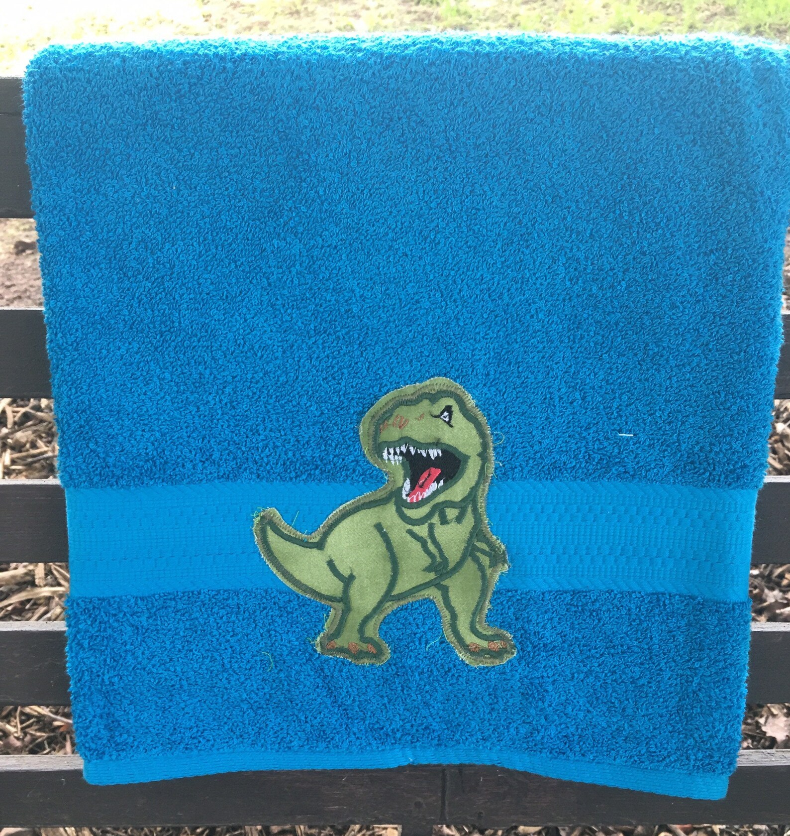 Embroidered T-rex Cotton Kids Bath Towel, Personalized Dinosaur Gift - Etsy