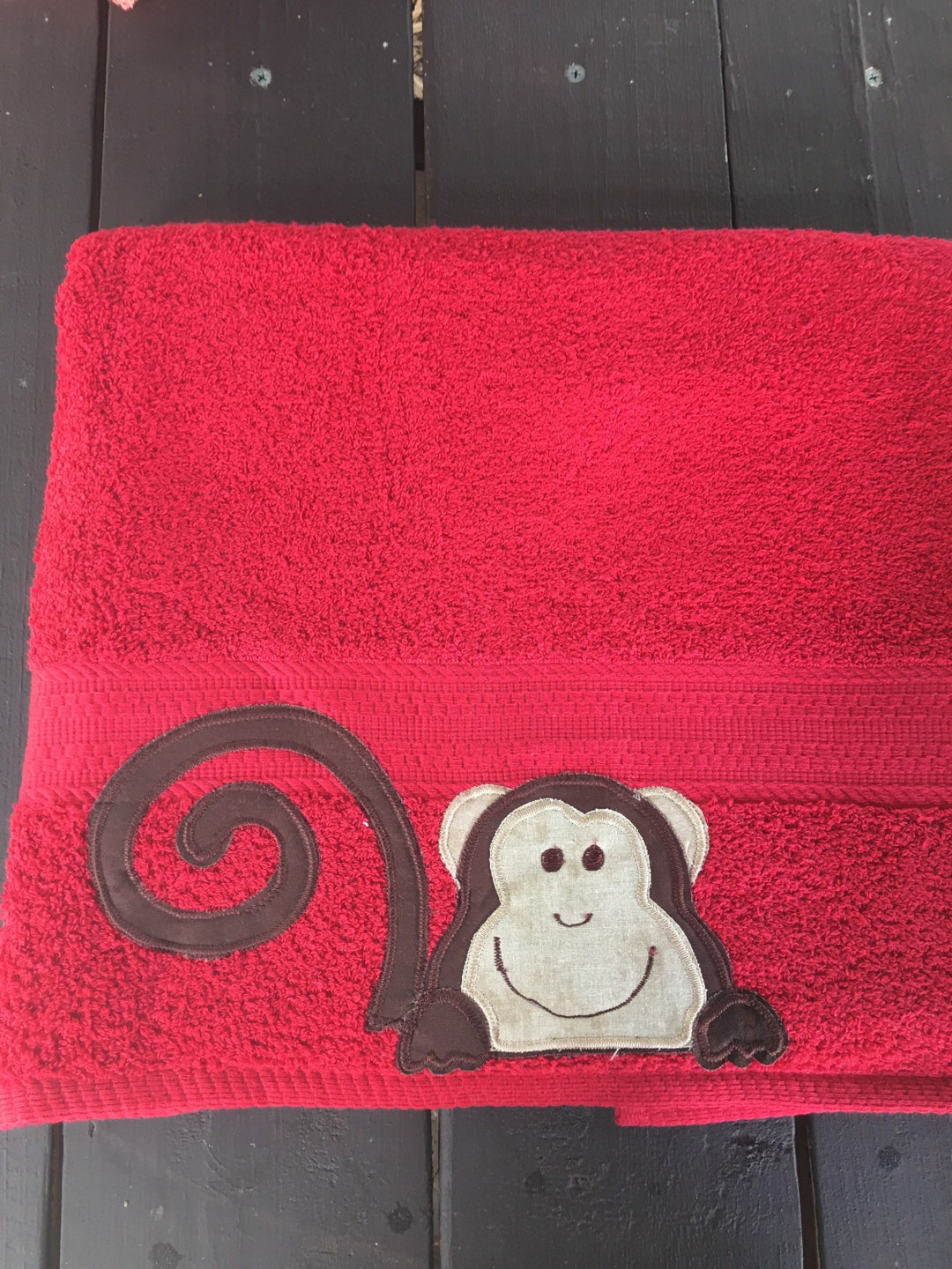 Red Monkey Towel. Beach Towel, Monkey Bath Towel, Swim Towel ...