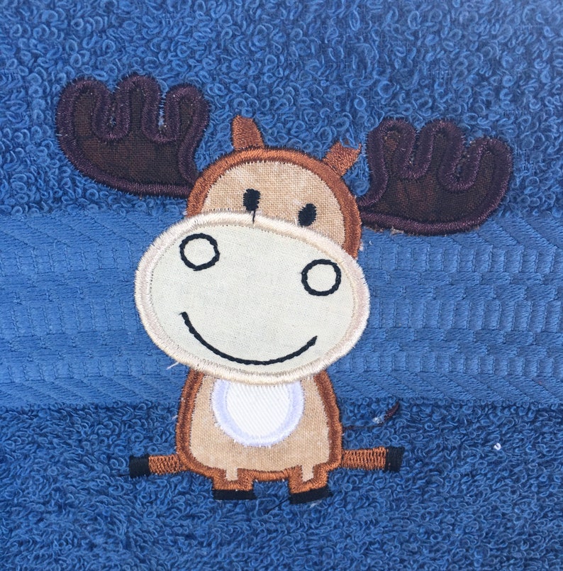 Embroidered Moose Towel, Personalized Kids Bath Decor - Etsy