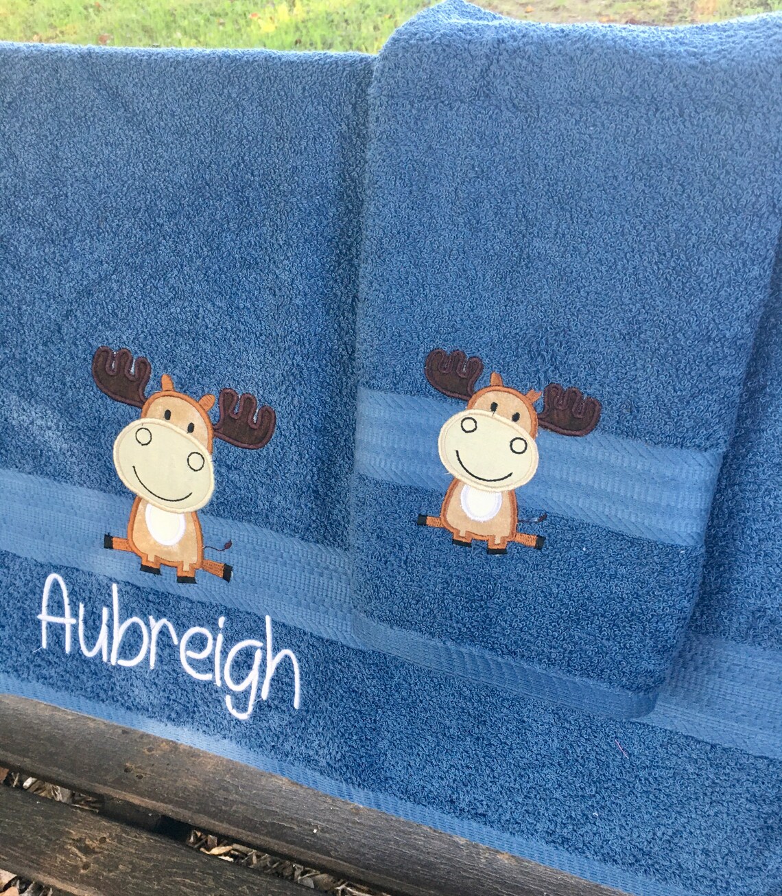 Embroidered Moose Towel, Personalized Kids Bath Decor - Etsy