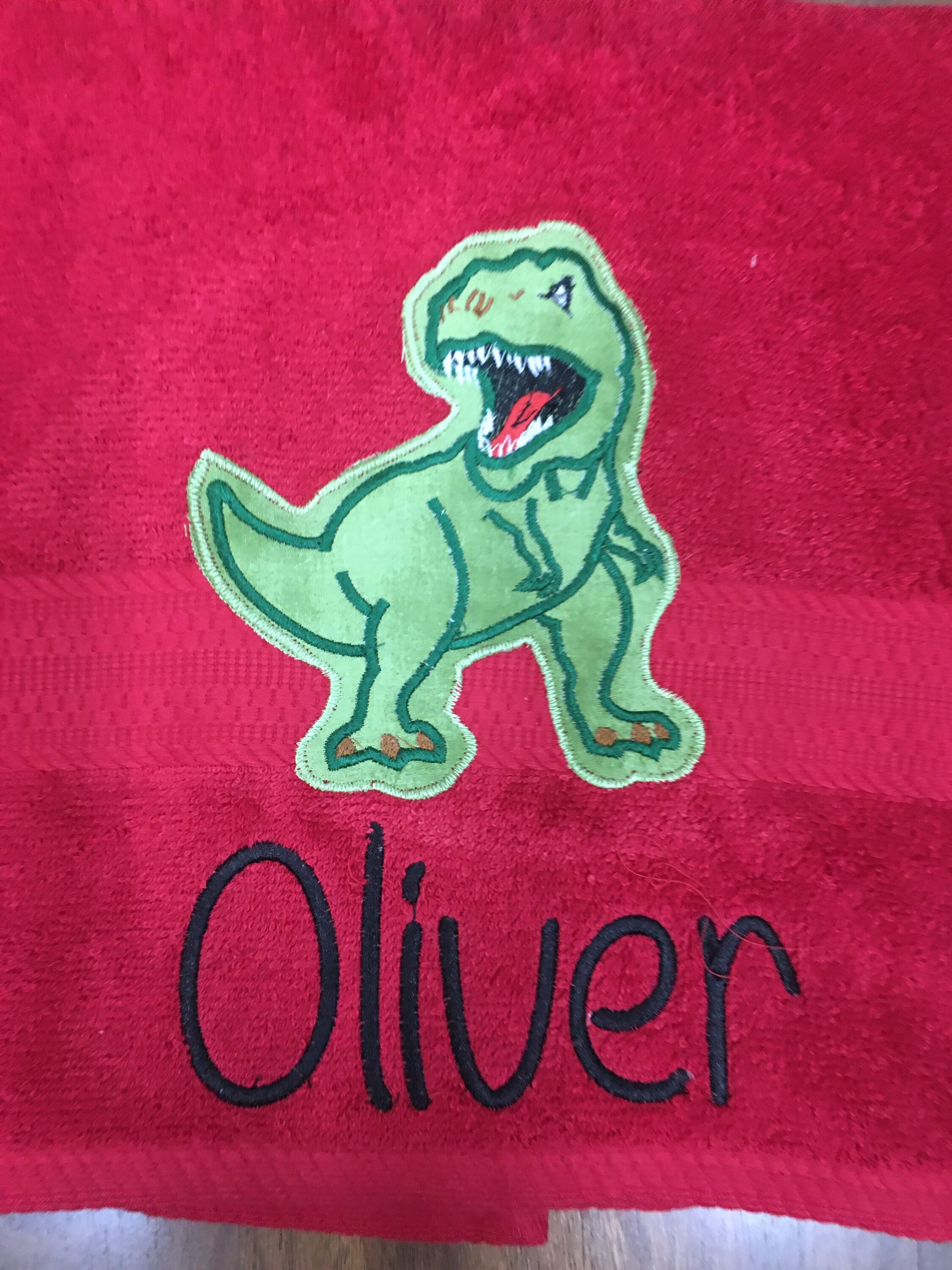 Embroidered T-rex Cotton Kids Bath Towel, Personalized Dinosaur Gift - Etsy