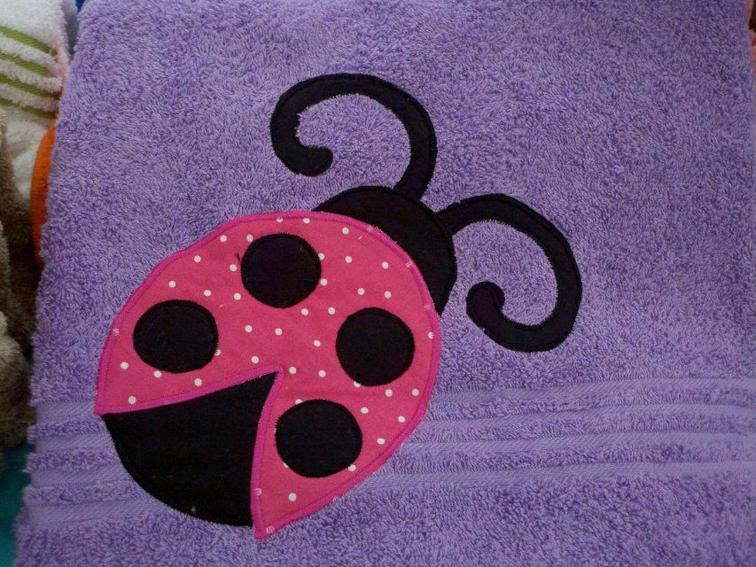 Purple Ladybug Towel, Ladybug Bathroom Décor, Kid's Ladybug Towel ...