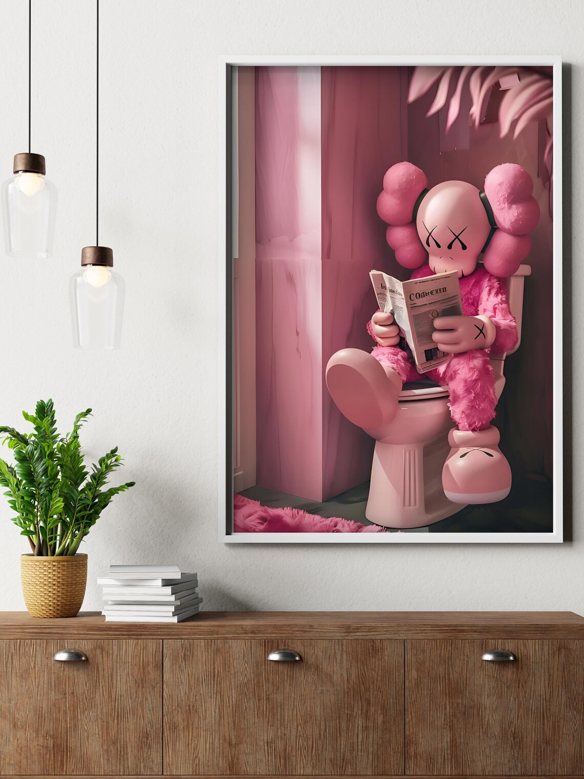 Vibrant Kaws Print for Your Bathroom | Quirky Toilet Art | Digital ...