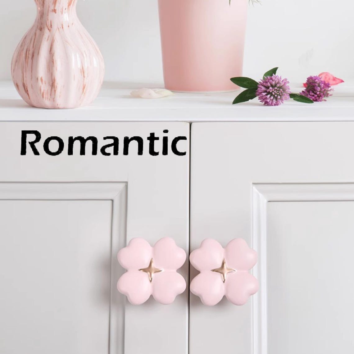 Four-leaf Clover Knobs, Ceramic Drawer Knobs, Wardrobe Pulls, Ceramic Closet Knobs, Furniture ...