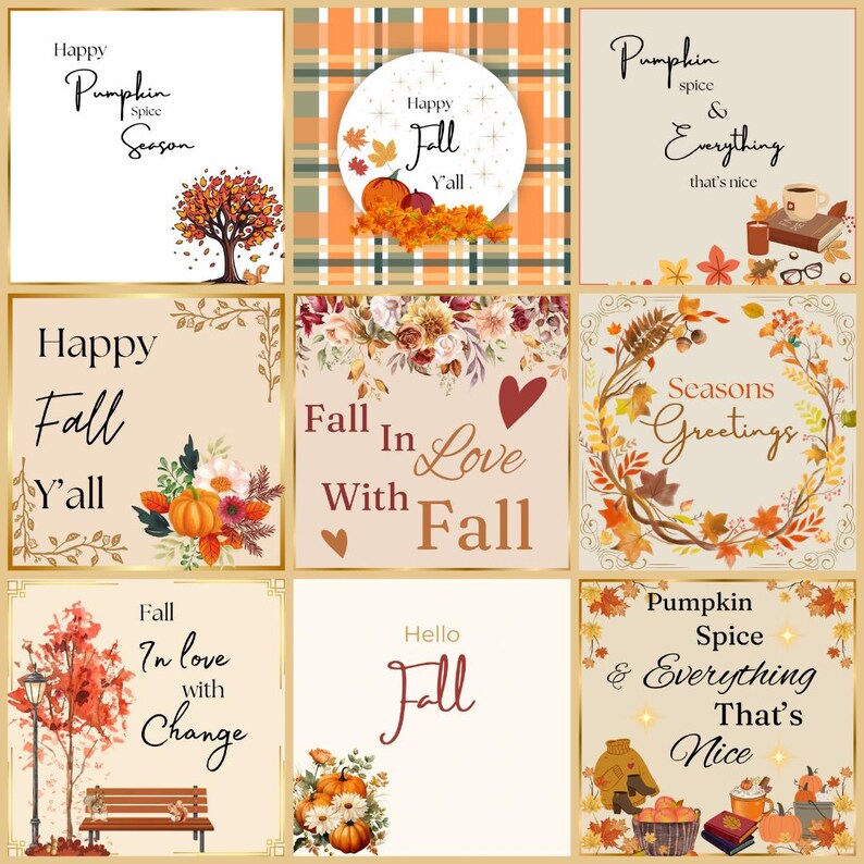 Fall Instagram Post Templates - Canva Editable - Fall Autumn November ...