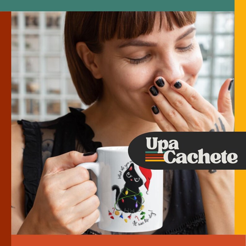 Hand-drawn Christmas Cat Printable Digital Art for Shirts, Mugs, Cards ...