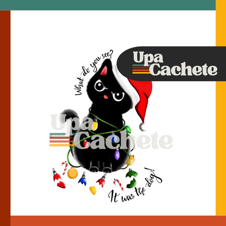 Hand-drawn Christmas Cat Printable Digital Art for Shirts, Mugs, Cards ...