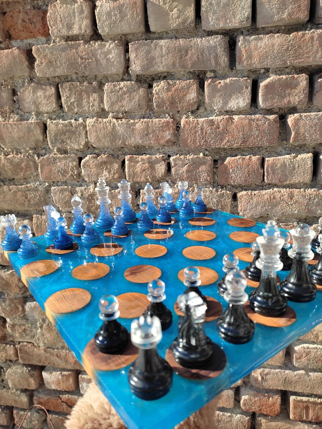 Personalized Handmade Epoxy Chess Set Size 30x30 Cm - Etsy
