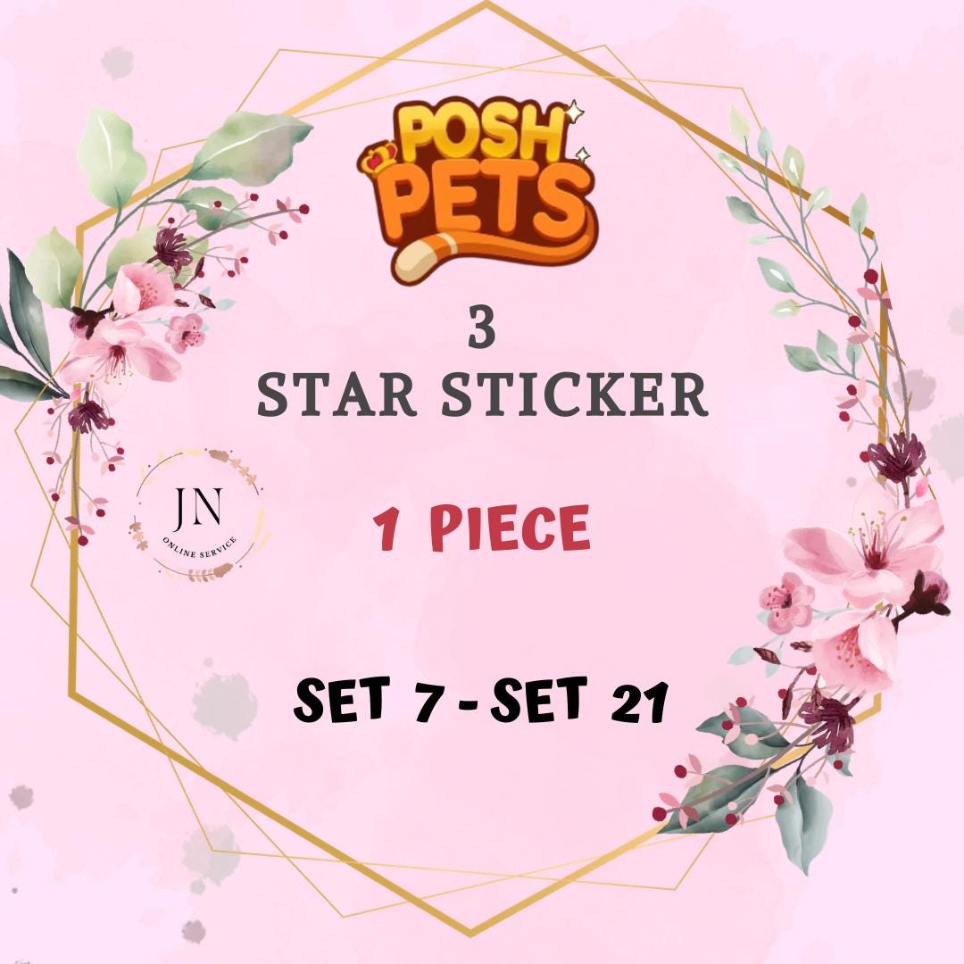 Mono 3 Star Sticker - 1 Piece Set 7 to 21 - Posh Pets Album - Etsy