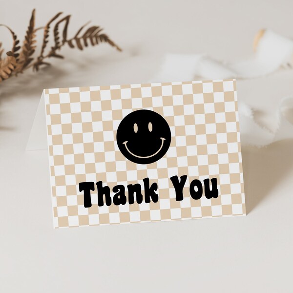 Happy Face Thank You Card - Etsy