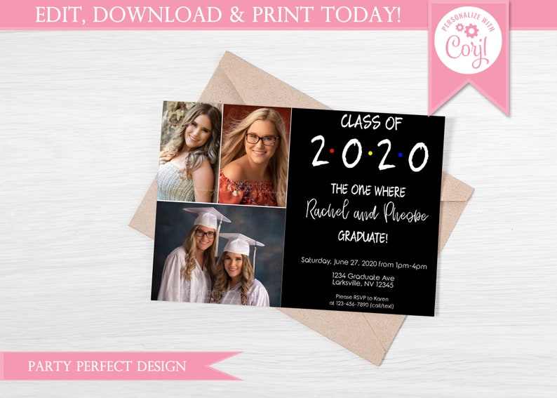 FRIENDS Inspired Graduation Photo Invitation Instant Download - Etsy