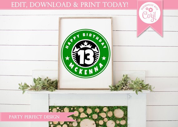 Starbucks Inspired Happy Birthday Poster Instant Download - Etsy