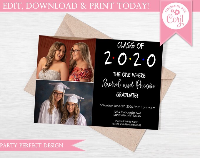 FRIENDS Inspired Graduation Photo Invitation Instant Download - Etsy