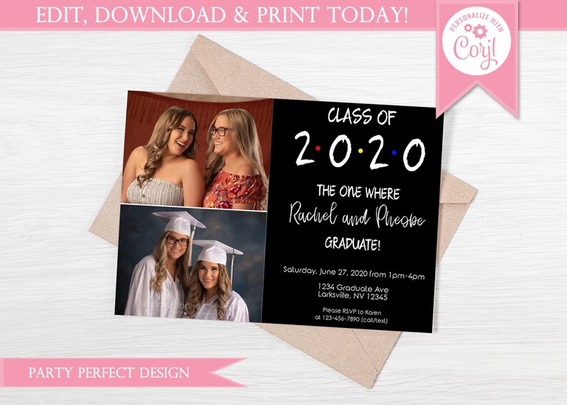 FRIENDS Inspired Graduation Photo Invitation Instant Download - Etsy