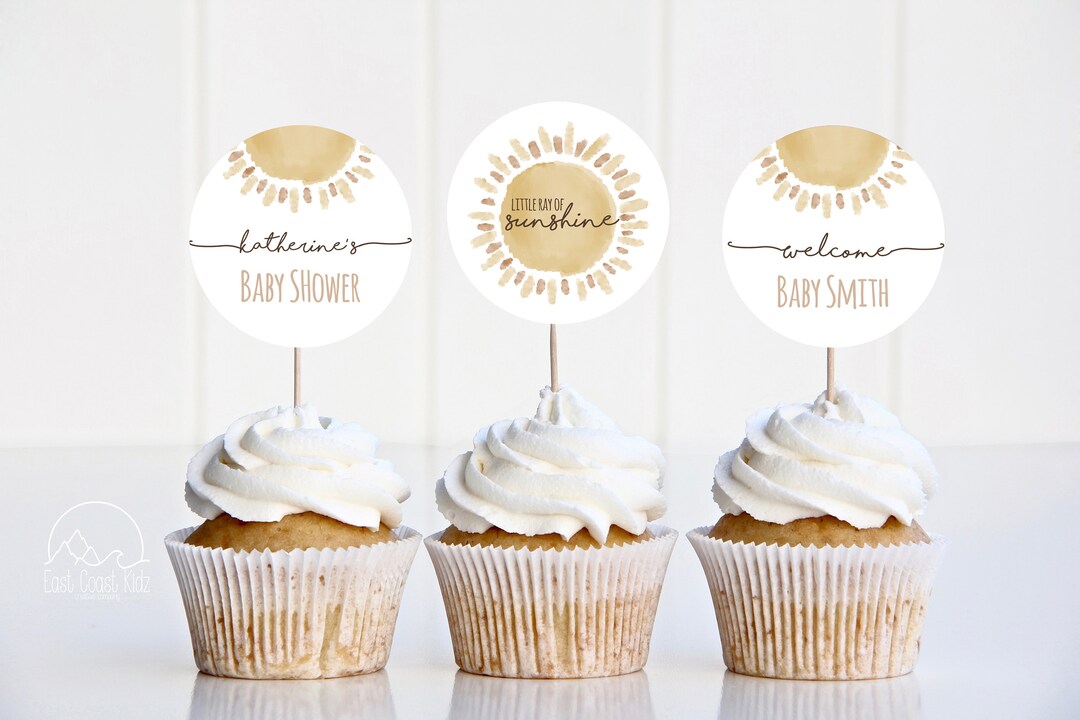Boho Sun Baby Shower Cupcake Toppers - Instant Download - Etsy