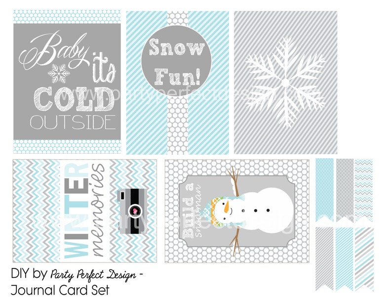 Snow Day Winter Journal Cards. Perfect for Project Life. - Etsy