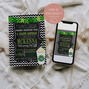 Starbucks Inspired Birthday Invitation - Instant Download - Etsy