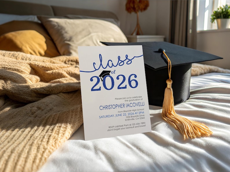 Royal Blue Class of Graduation Invitation- Digital Download - Etsy