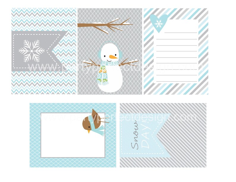Snow Day Winter Journal Cards. Perfect for Project Life. - Etsy