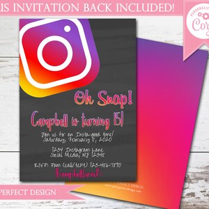 Insta-birthday Instagram Inspired Birthday Party Invitation - Instant ...