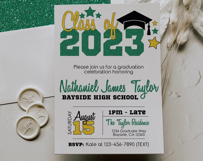 Green and Gold Baylor Graduation Announcement - Baylor University Grad ...