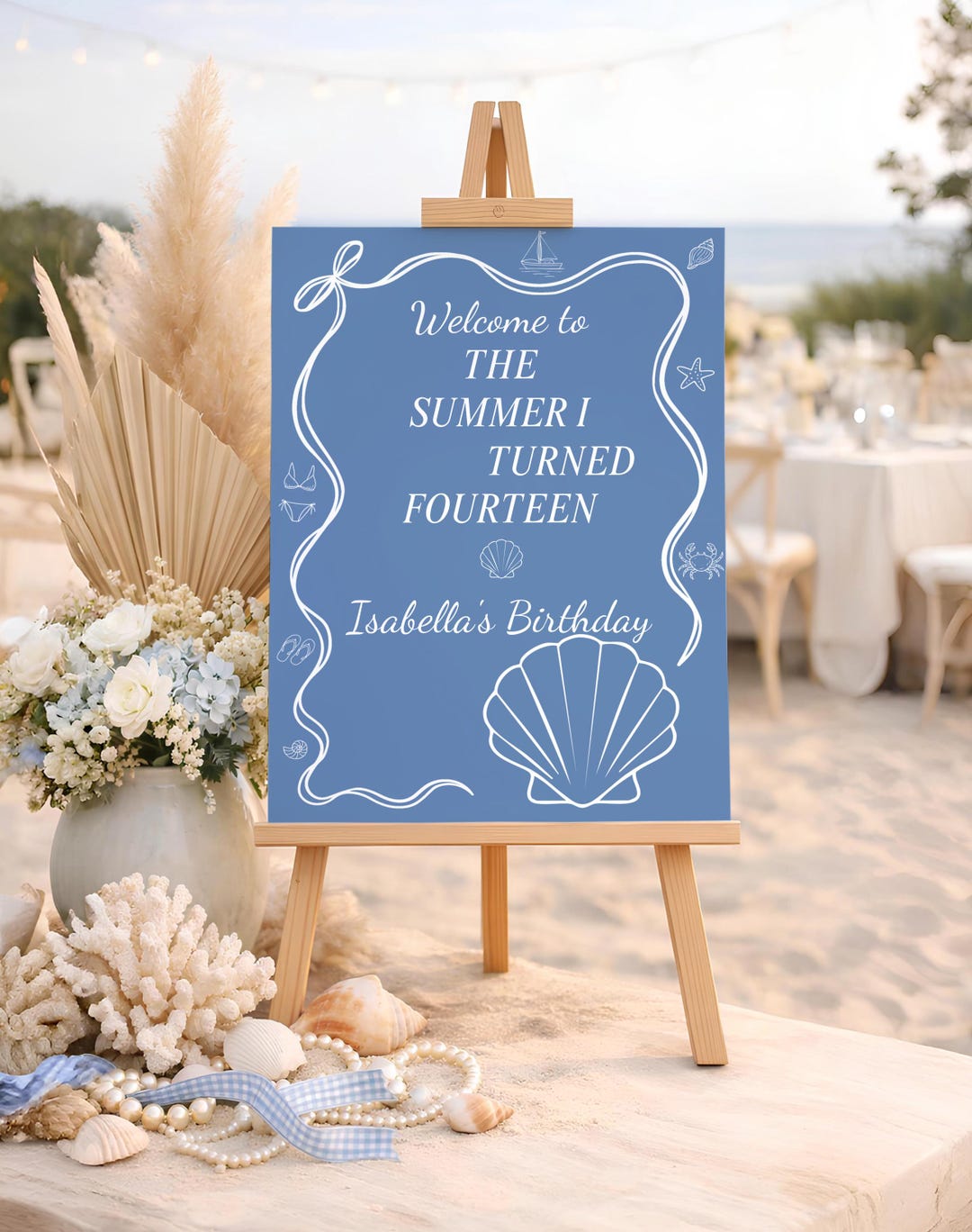 Coastal Beach Inspired Birthday Poster - Instant Download - Etsy