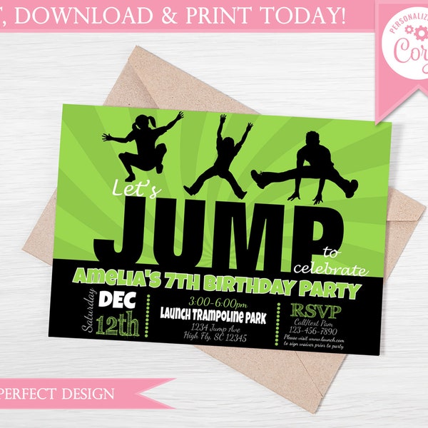 Launch Trampoline Park Invitation - Etsy