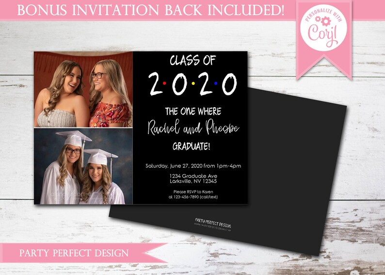 FRIENDS Inspired Graduation Photo Invitation Instant Download - Etsy