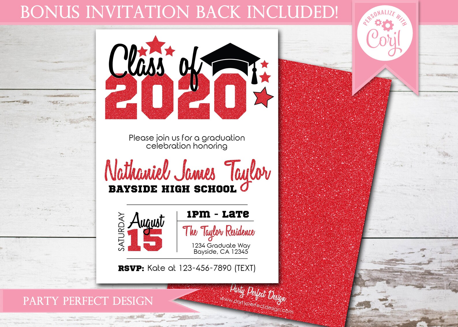 Red and Black Graduation Invitation Instant Download - Etsy
