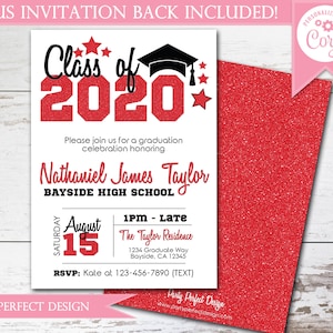 Red and Black Graduation Invitation Instant Download - Etsy