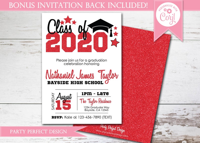 Red and Black Graduation Invitation Instant Download - Etsy
