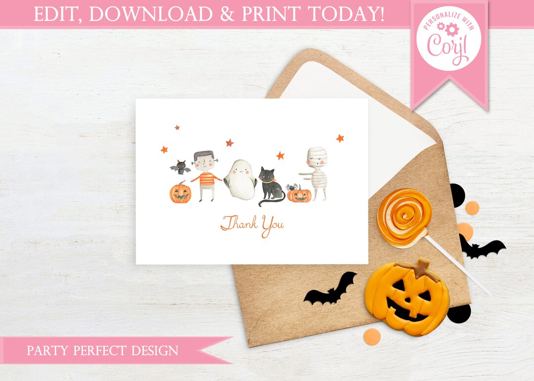 Simple Halloween Thank You Card - Instant Download - Etsy