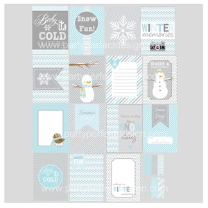 Snow Day Winter Journal Cards. Perfect for Project Life. Instant ...