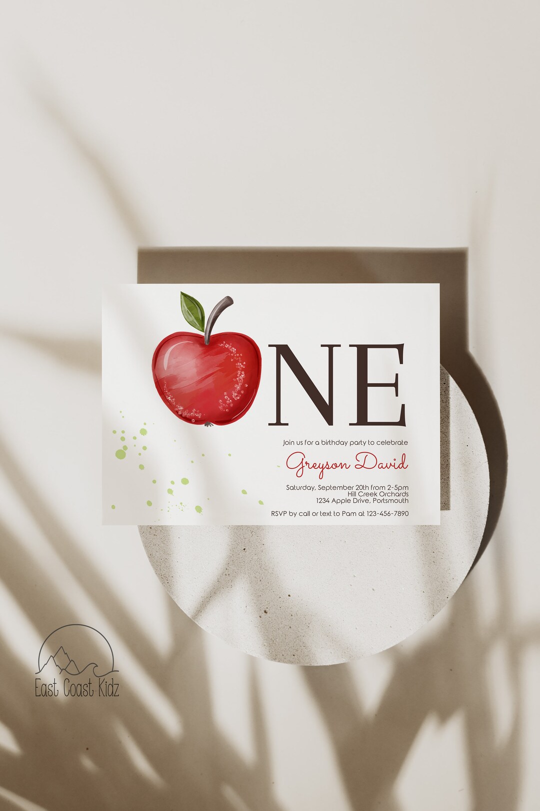 Apple First Birthday Invitation - Instant Download - Etsy