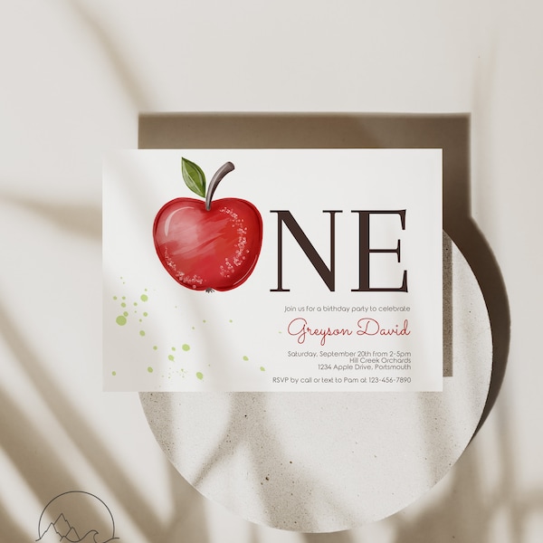 Apple Birthday Invitations - Etsy